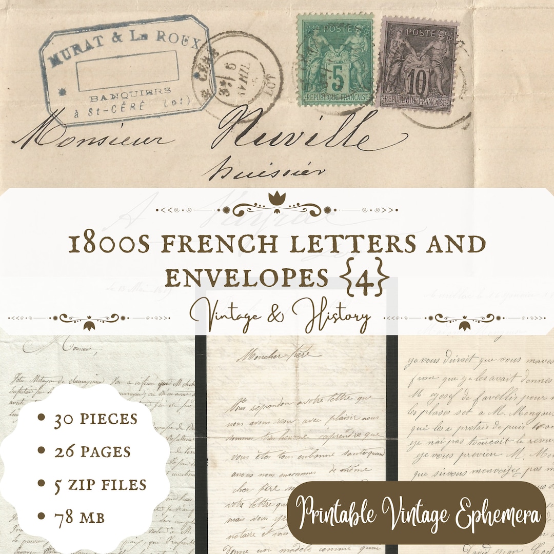 1880s Collection of Antique French Letters {4} Vintage, Printable Paper ...