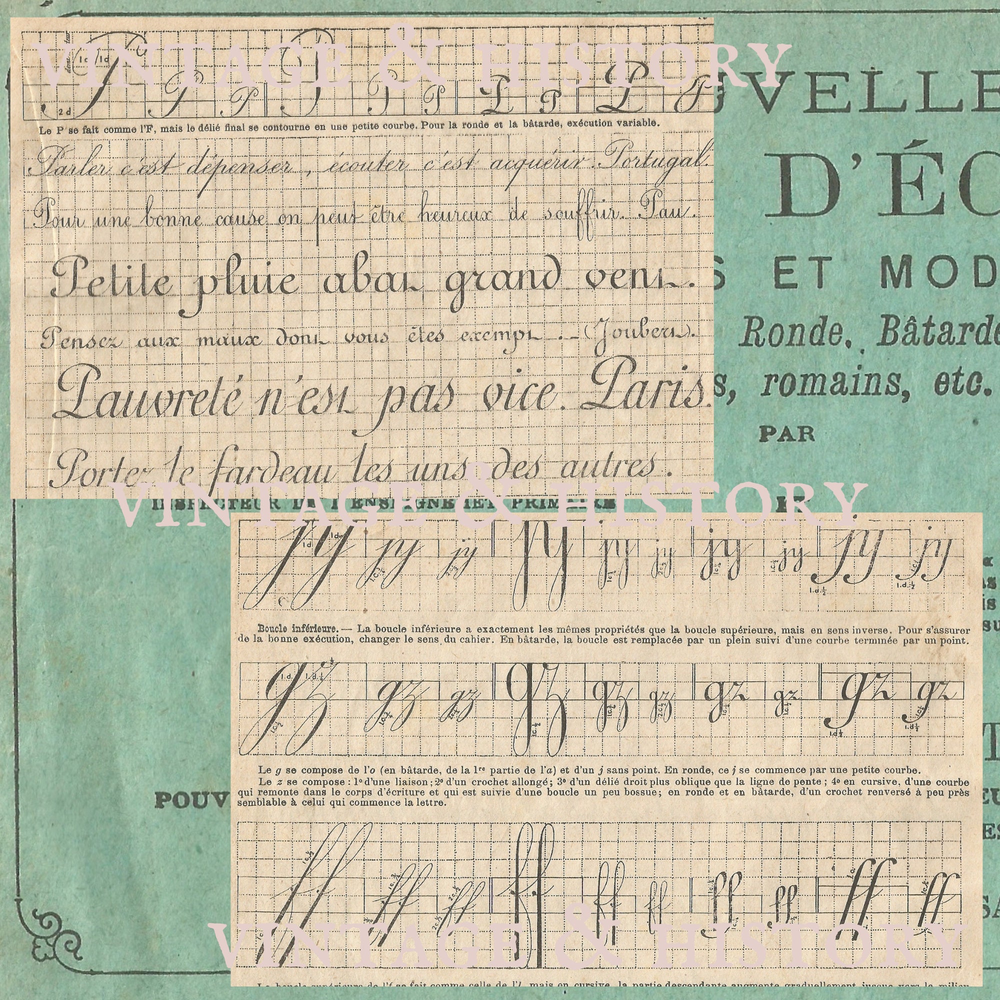 French Cursive Handwriting, Schoolbook, Methode Ecriture, Printable ...