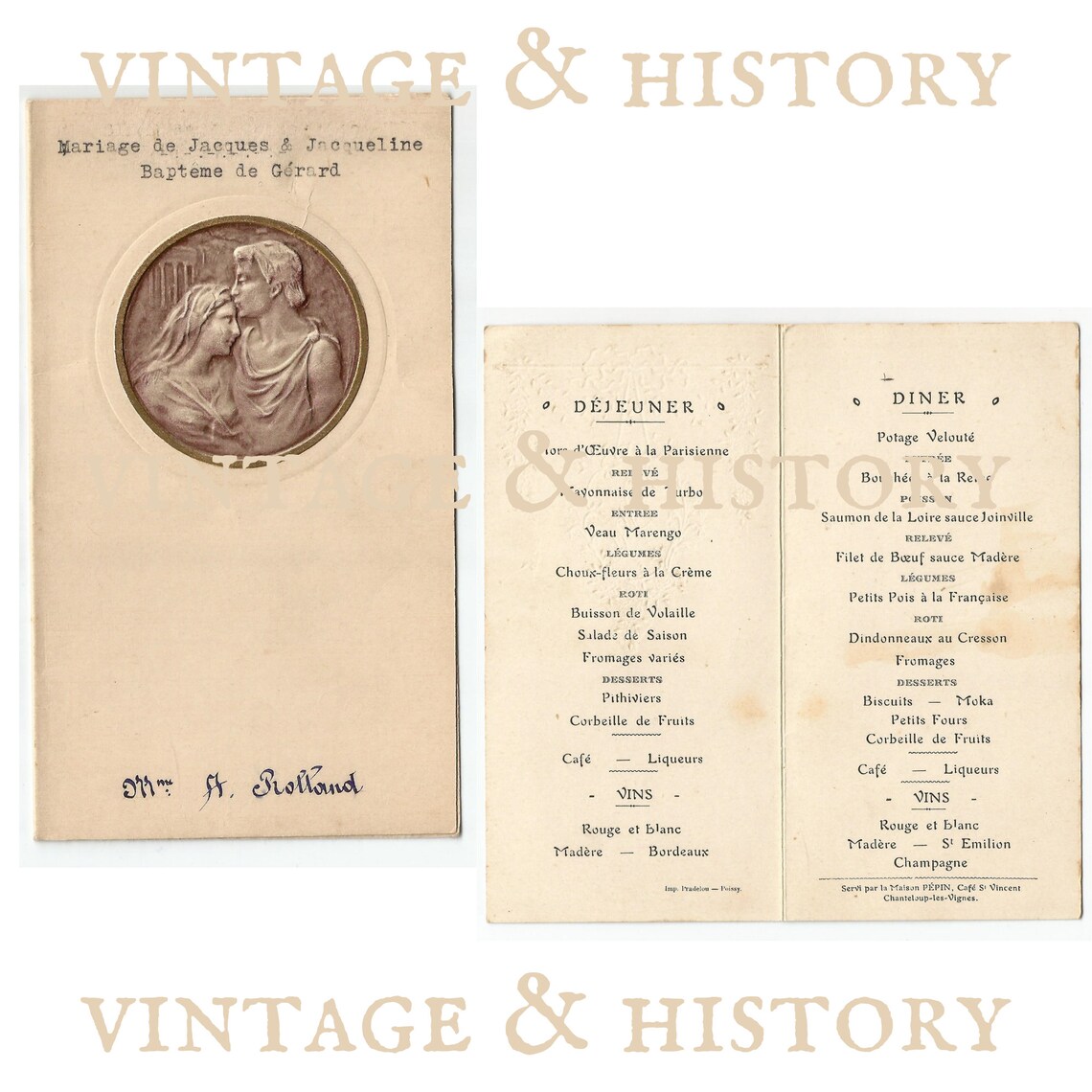 French Vintage Menus, Printable, Vintage, Ephemera, Digital, Journals ...
