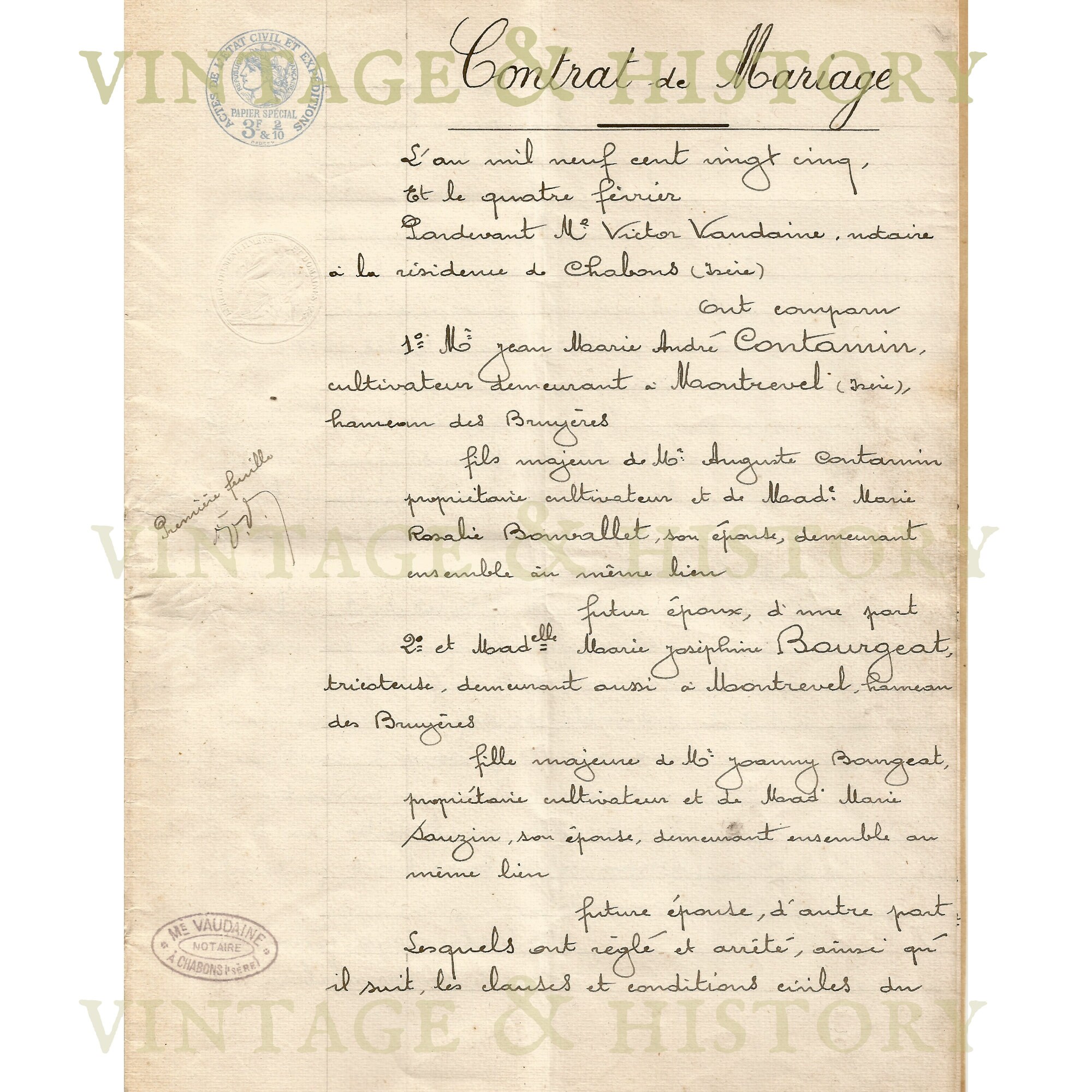 1925 Marriage Contract, Printable, Digital, Ephemera, Collage, Journal ...
