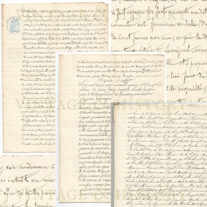 15 Page Bundle {4}, 1800s French Paper, Handwritten, Calligraphy ...