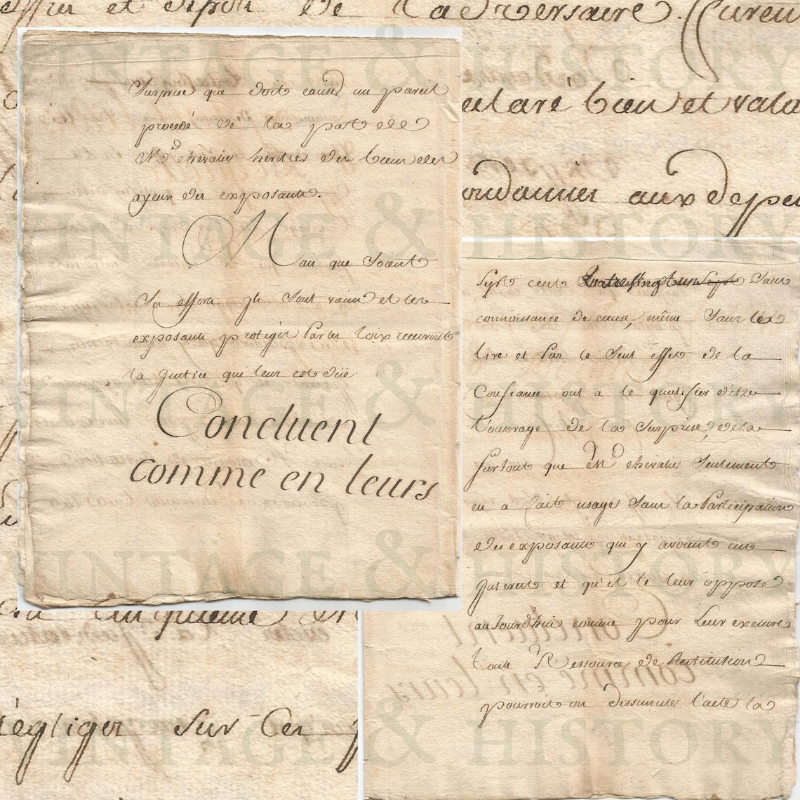 1784 Antique Handwritten French Document, Calligraphy, Printable Paper ...