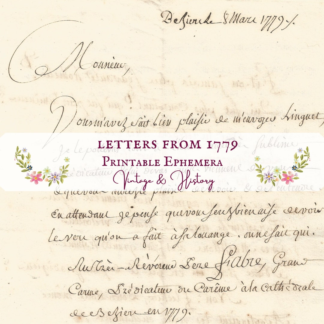 1779 Letters, Handwritten, Calligraphy, Printable, Vintage, Ephemera ...