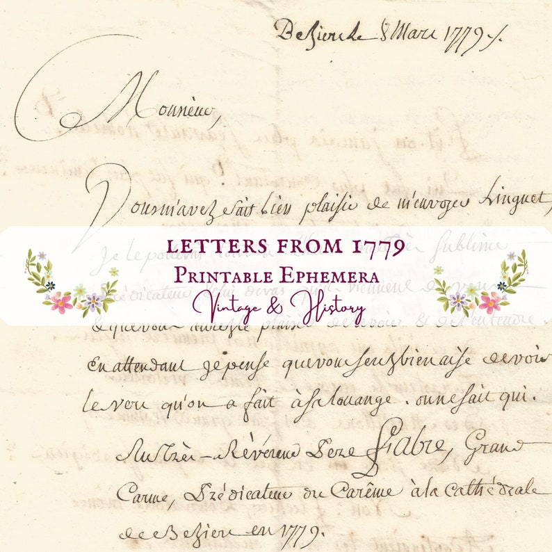 1779 Letters, Handwritten, Calligraphy, Printable, Vintage, Ephemera ...