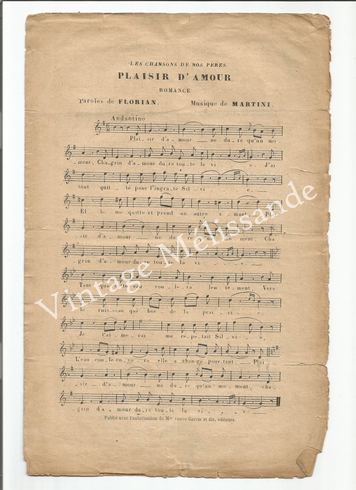 Printable French Music Sheets, Partitions, Digital, Download, Ephemera ...