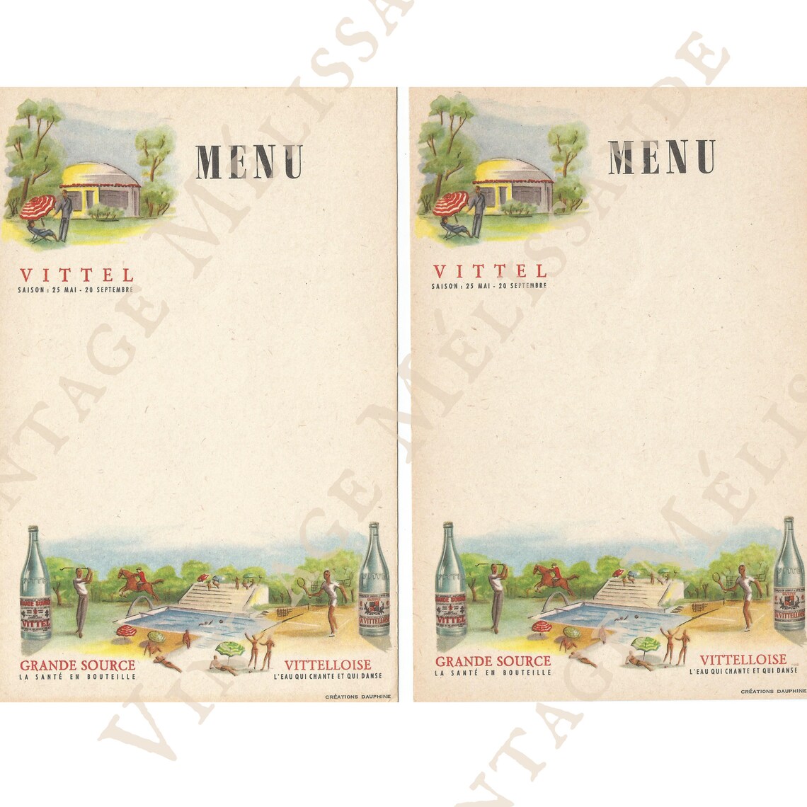 Blank Vittel Menus, Printable, Vintage, Ephemera, Junk Journals, Craft ...