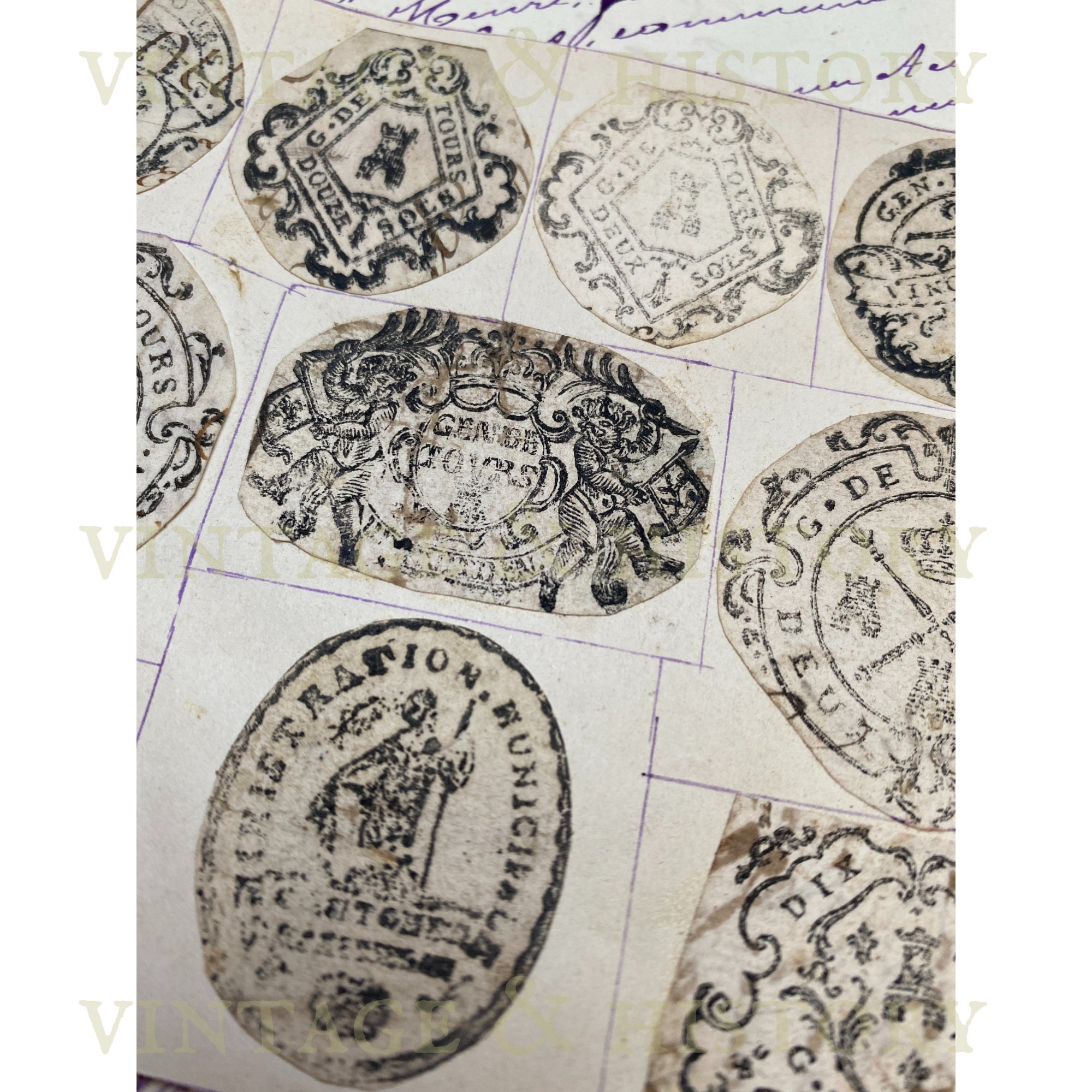 Printable Antique French Cachets 4, Stamps, Digital, Ephemera, Collage ...