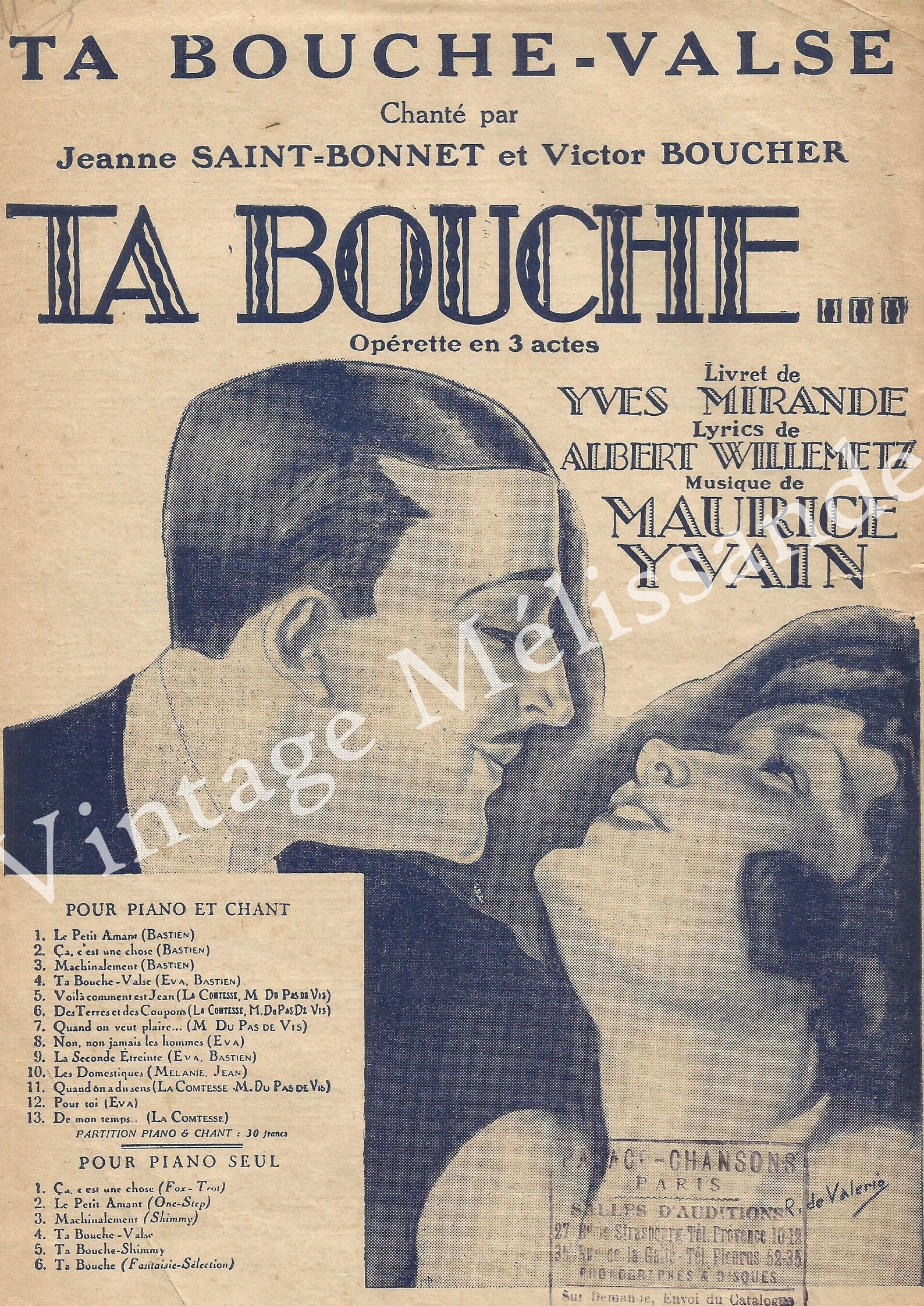 Printable French Music Sheets, Partitions, Digital, Download, Ephemera ...