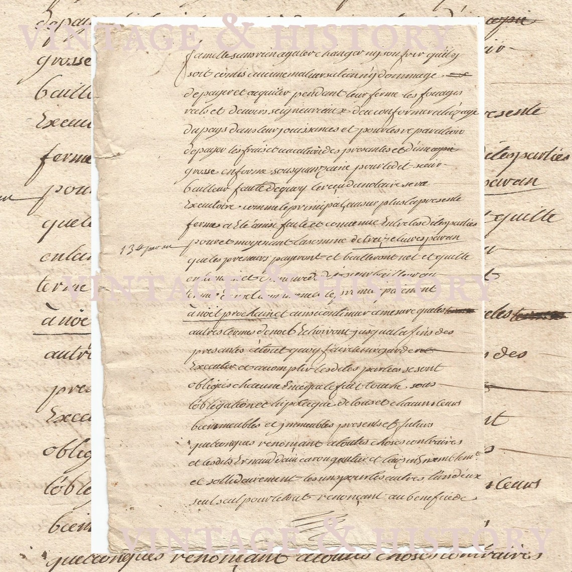 1749 Old French Document, Printable, Digital Ephemera, Antique Papers ...