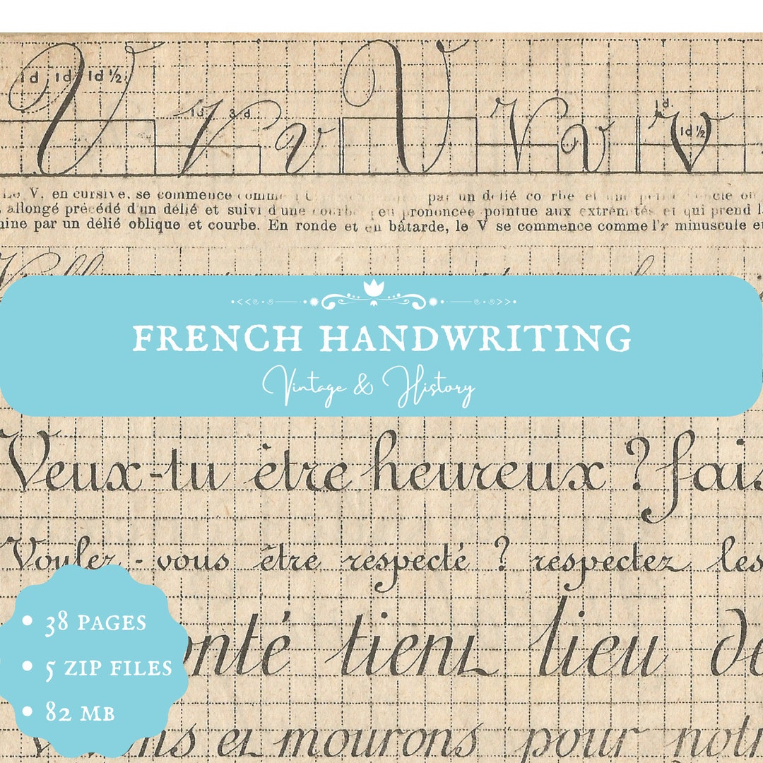 French Cursive Handwriting, Schoolbook, Methode Ecriture, Printable, Vintage, Paper Ephemera ...