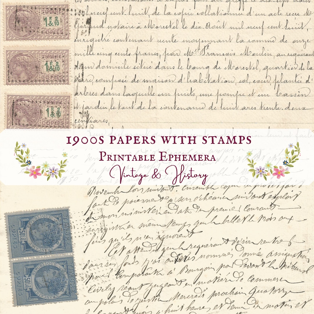 Early 1900s Handwritten Papers With Stamps, Printable Ephemera, Junk ...