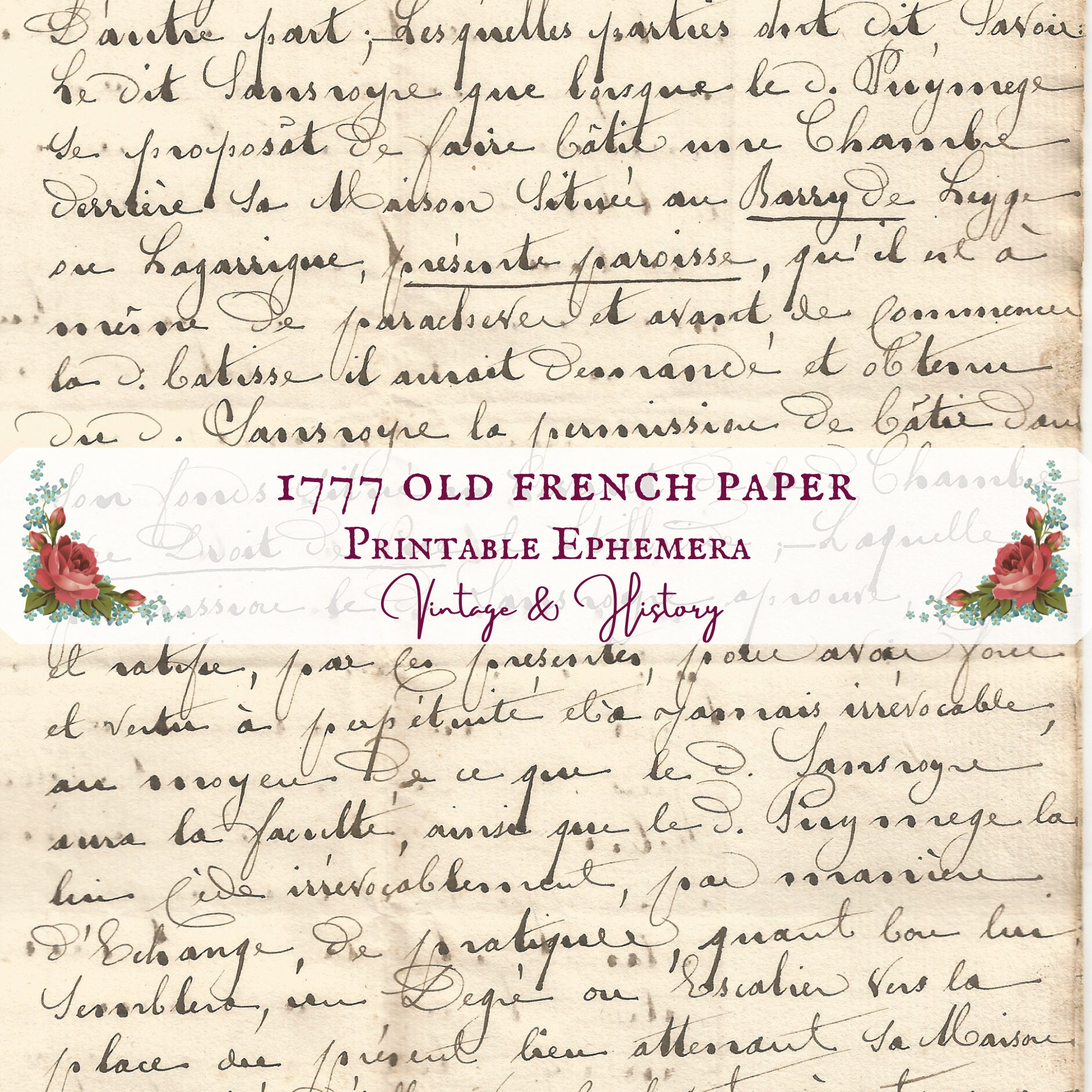 Old Paper With French Writing