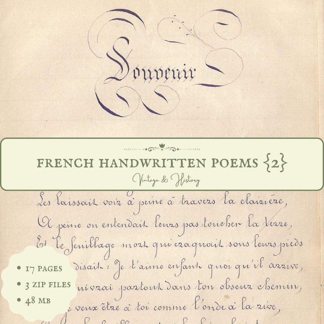 Handwritten French Poems {2}, Poetry of Alfred De Musset, Printable ...