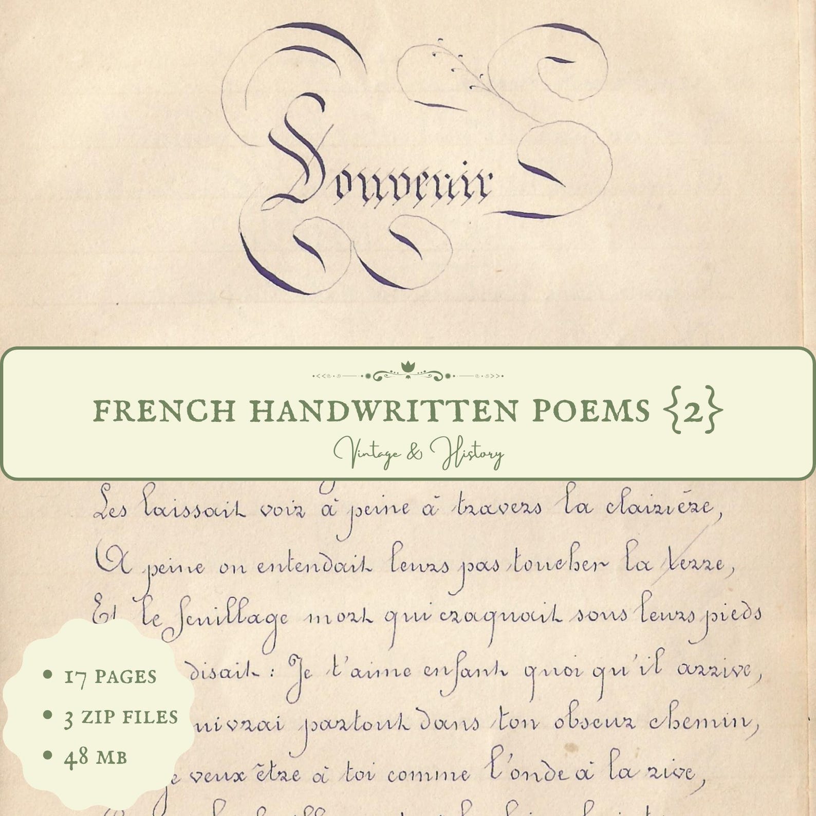 Handwritten French Poems {2}, Poetry of Alfred De Musset, Printable ...