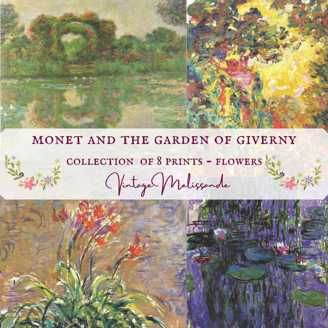 Monet, Digital Collection of 8 Flower Paintings at Giverny, Jardin ...