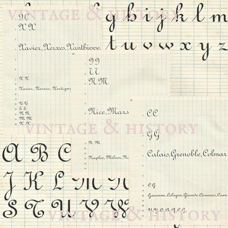 French Handwriting Schoolbook, écriture Ronde Française, Printable ...