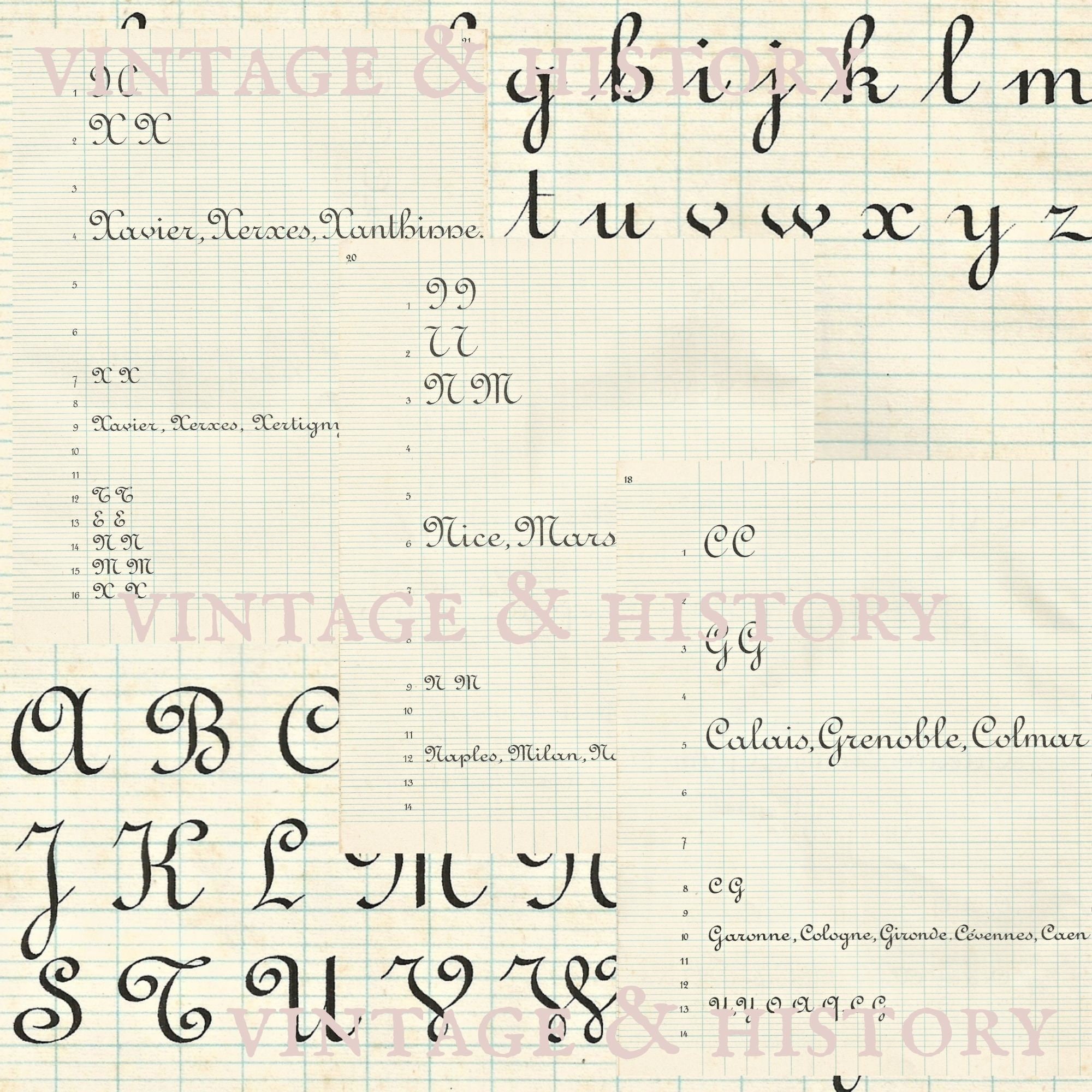 French Handwriting Schoolbook, écriture Ronde Française, Printable ...