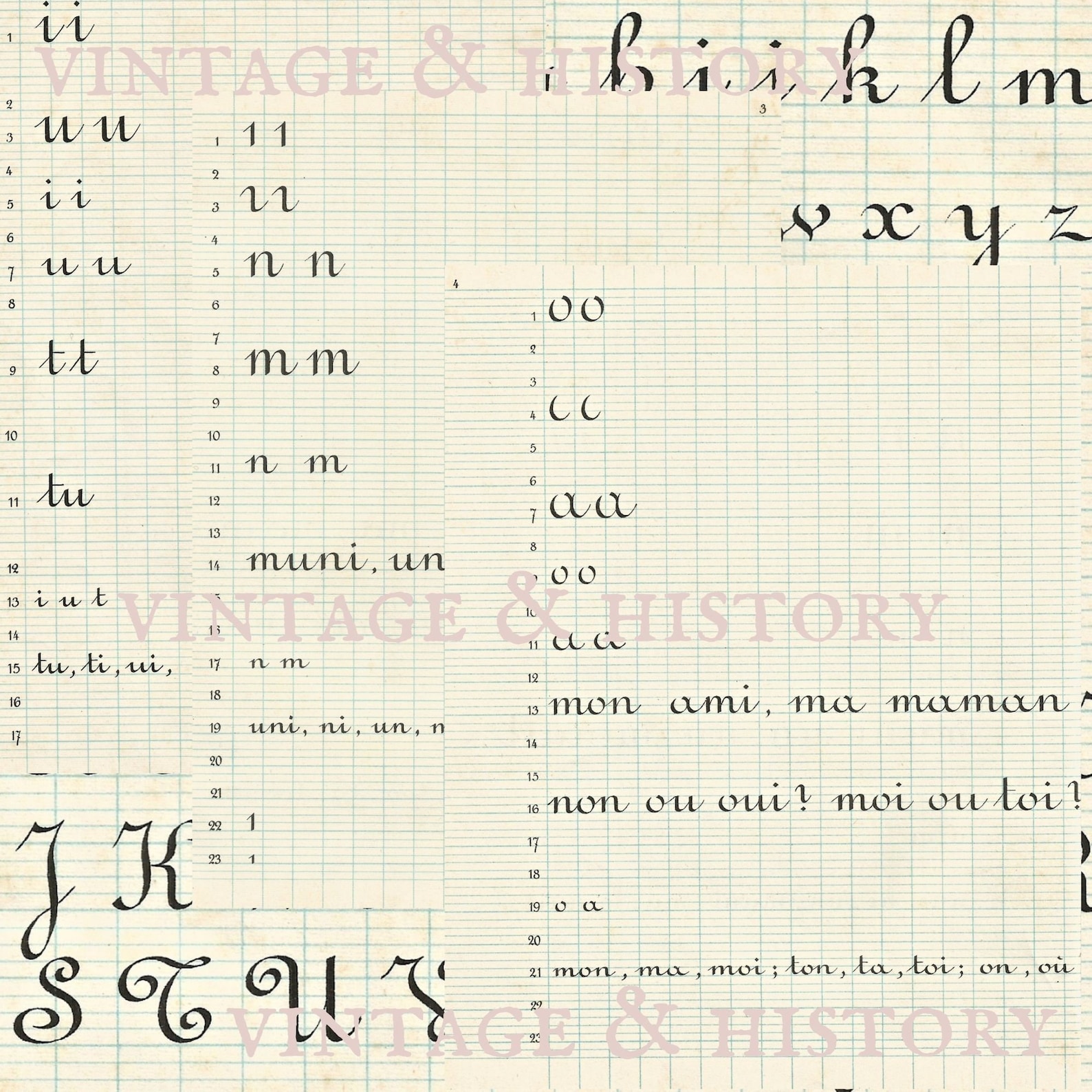 French Handwriting Schoolbook, écriture Ronde Française, Printable ...
