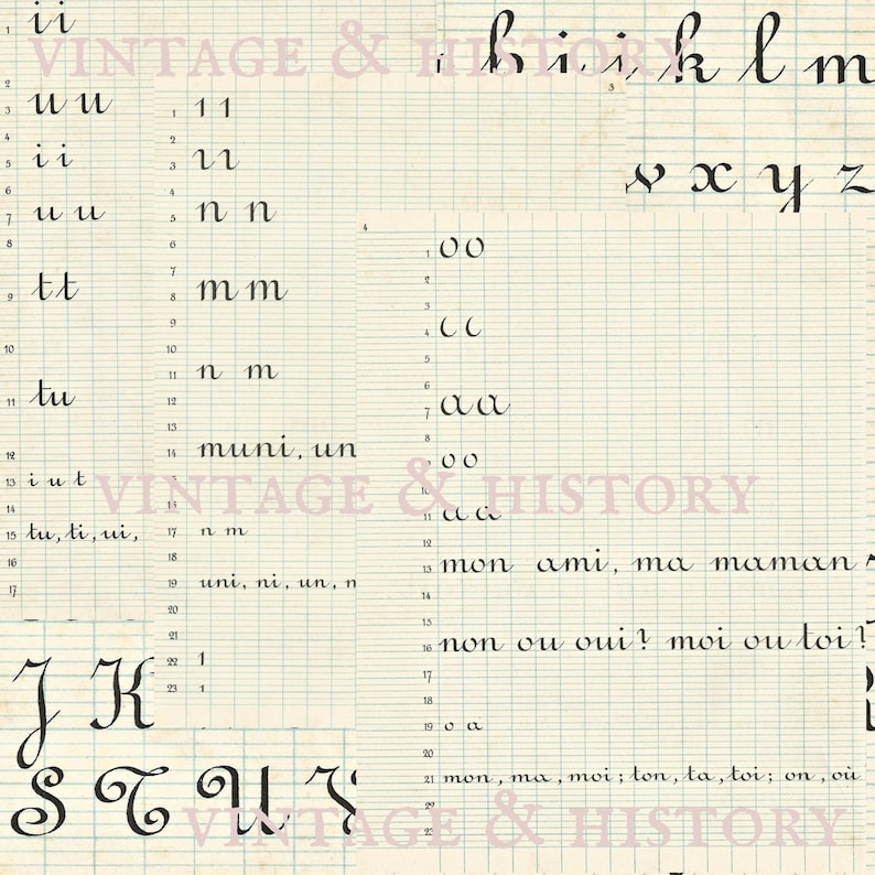 French Handwriting Schoolbook, écriture Ronde Française, Printable ...