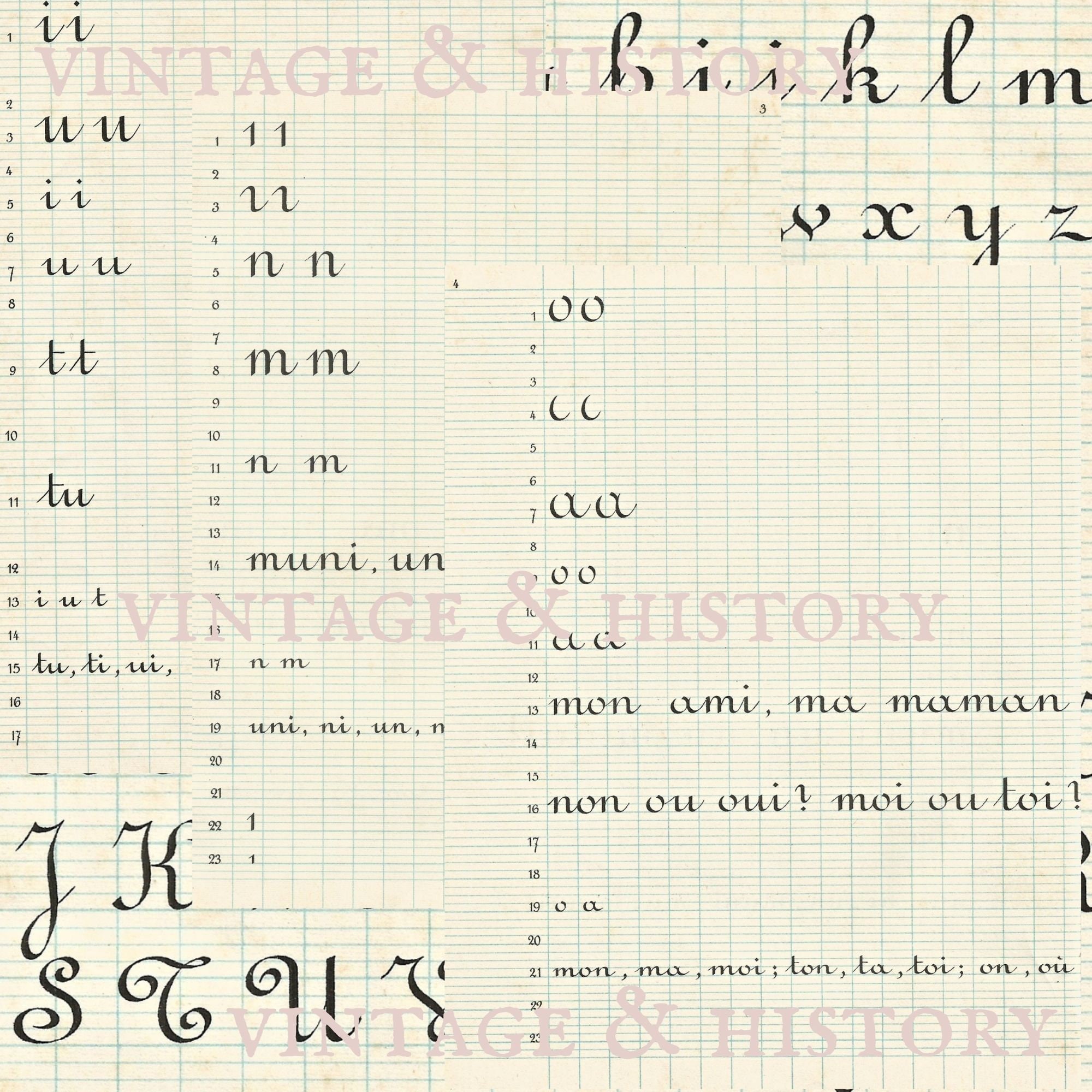 French Handwriting Schoolbook, écriture Ronde Française, Printable ...