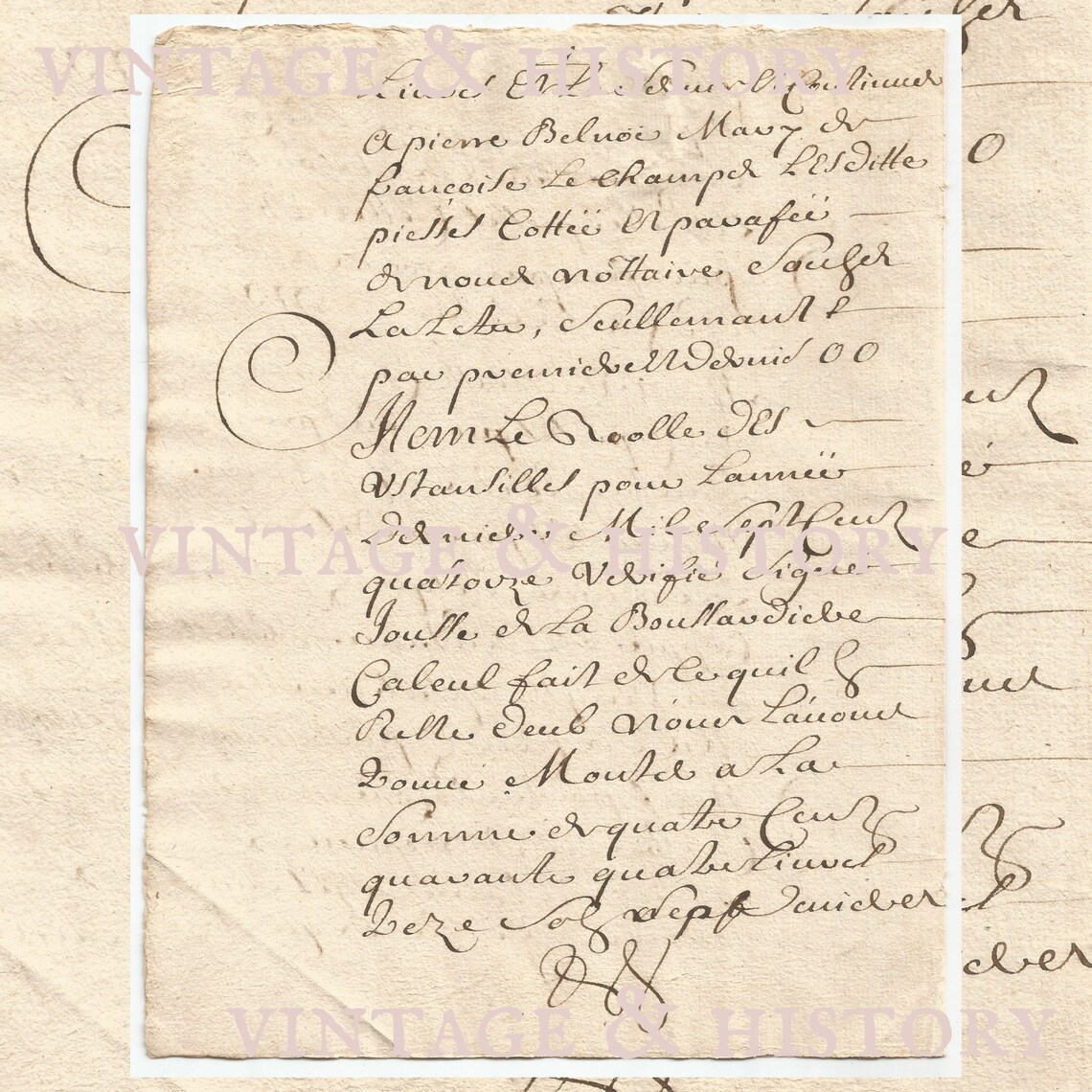 1689 Old French Document, Printable, Digital Ephemera, Antique Papers ...