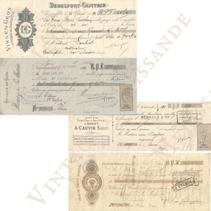 38 Printable French Cheques and Receipts, Stamps, Digital, Download ...