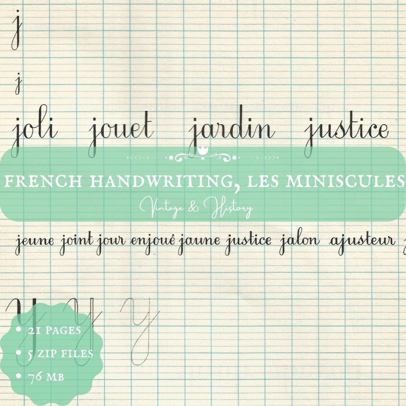 French Cursive Handwriting Schoolbook With Small Letters, Printable ...