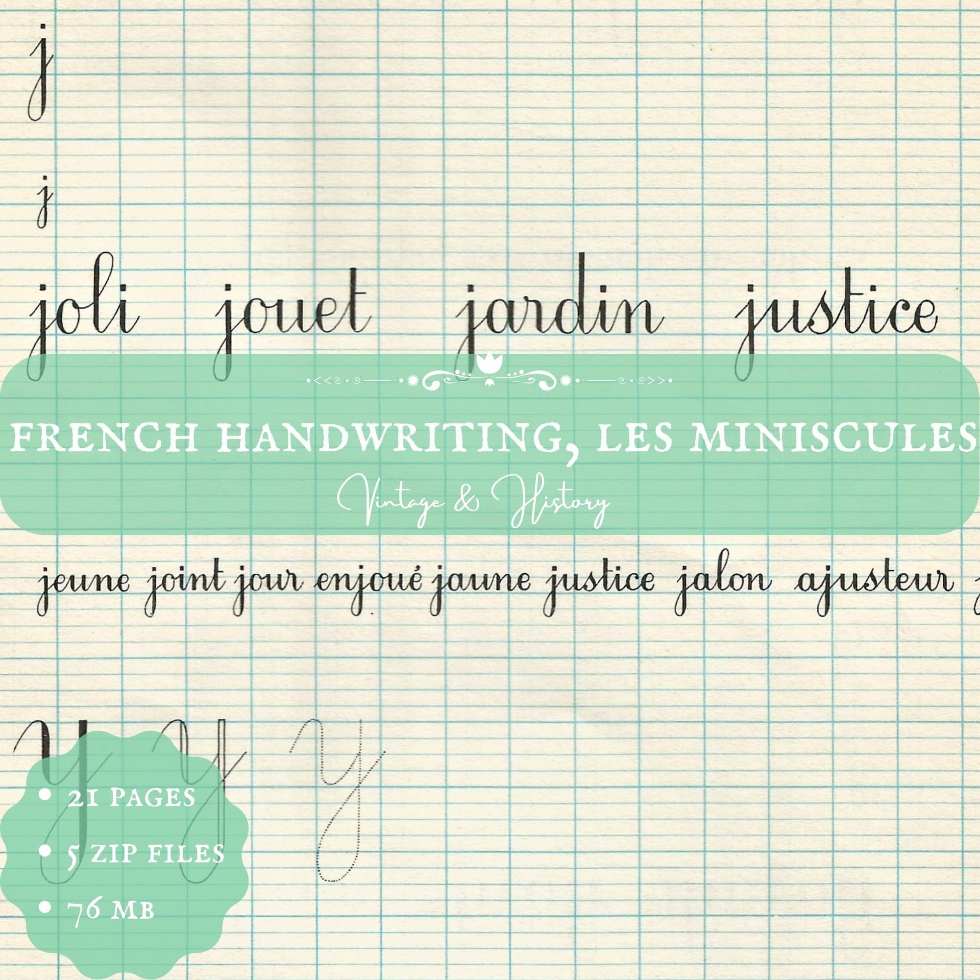 French Cursive Handwriting Schoolbook With Small Letters, Printable ...