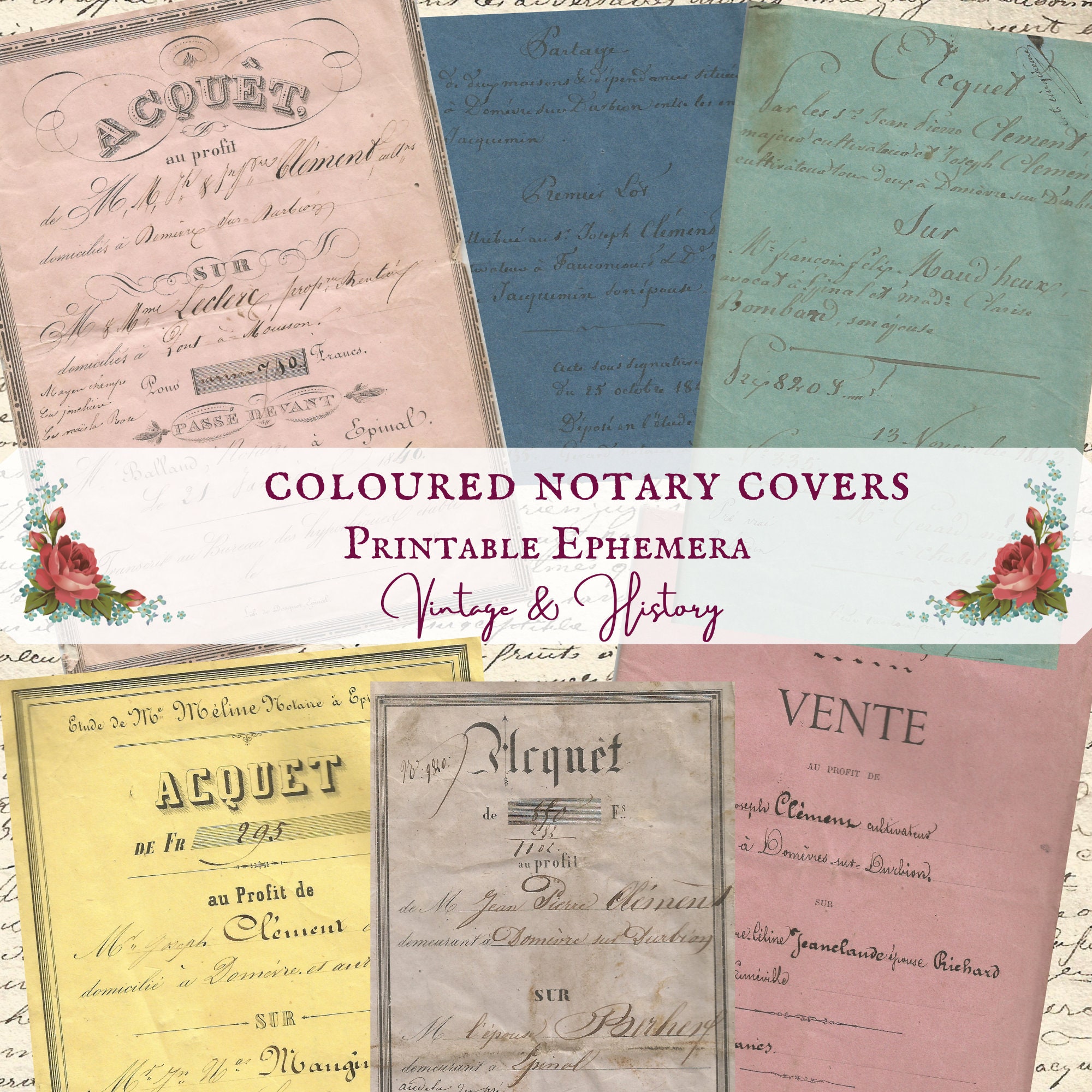1800s Notary French Document Covers, Printable, Digital, Ephemera ...