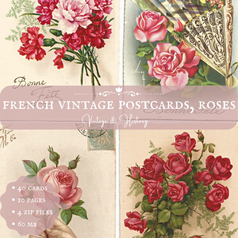 Vintage Rose Paper - Etsy