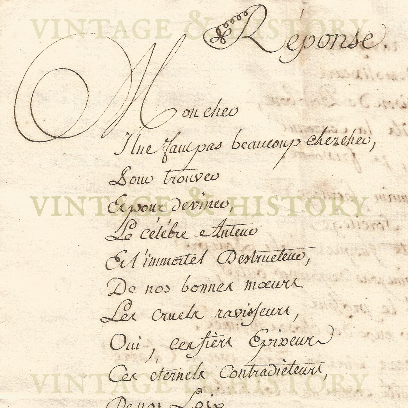Handwritten French Poem, 1800s, Printable, Digital, Ephemera, Collage ...