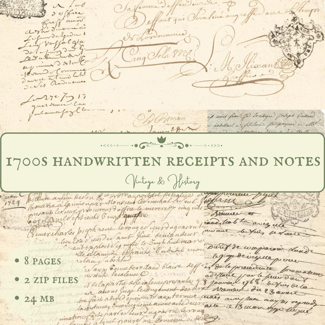 18th Century Antique French Receipts and Notes, 1700s Paper Ephemera ...
