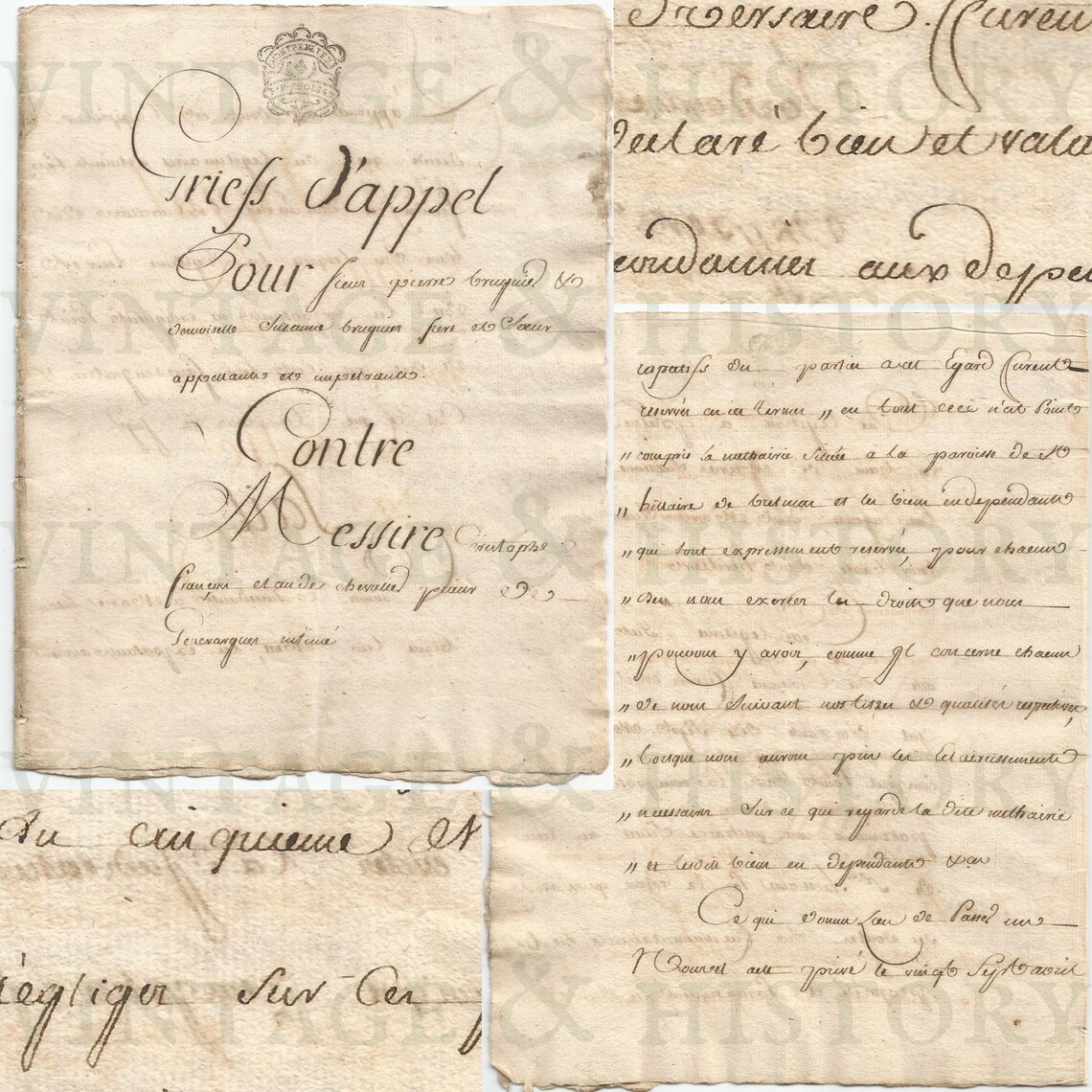 1784 Antique Handwritten French Document, Calligraphy, Printable Paper ...
