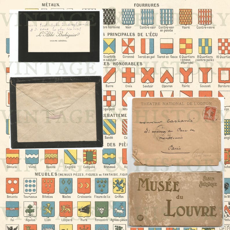 Assorted French Vintage Ephemera {bundle 8}, 45 Pieces, Printable Paper ...