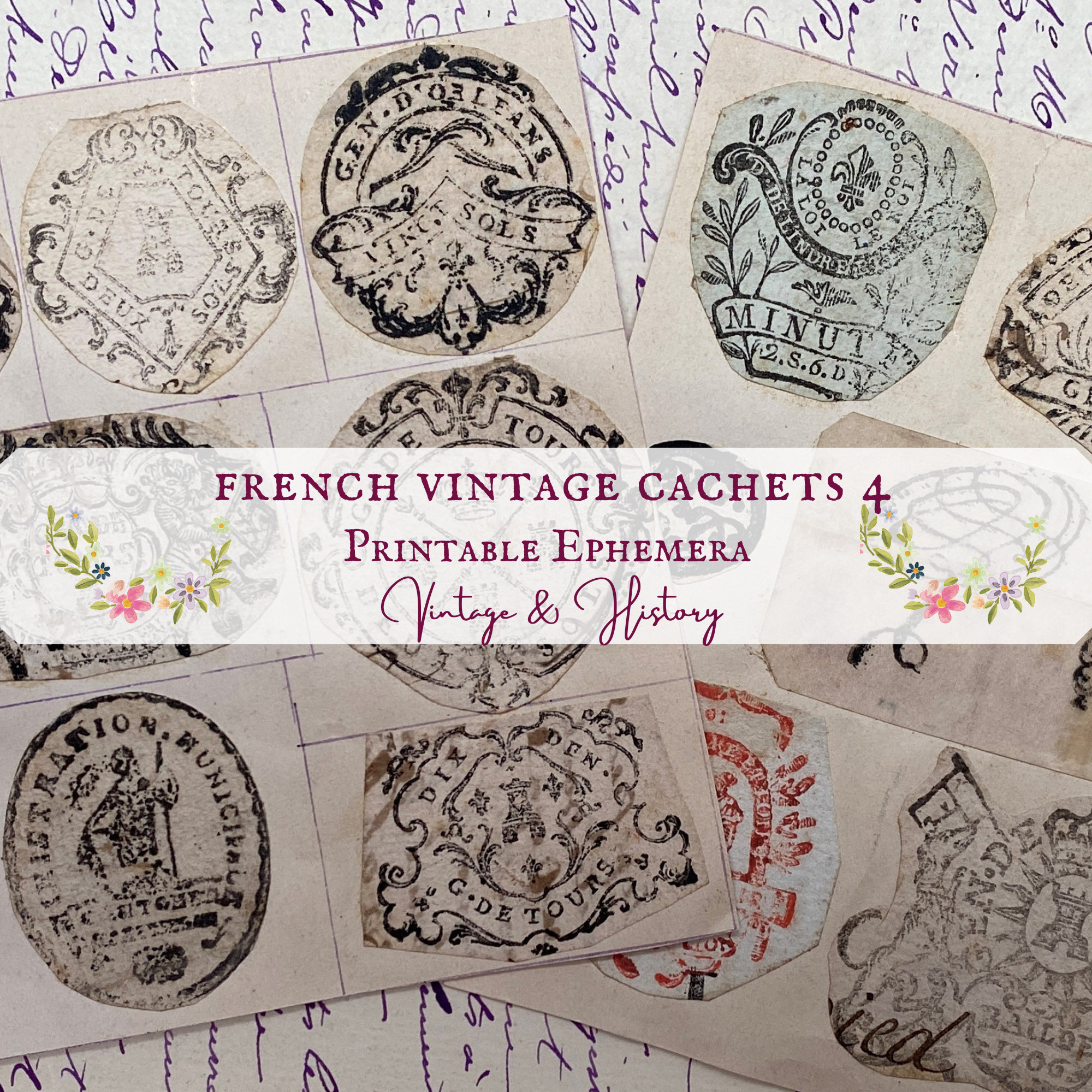 Printable Antique French Cachets 4, Stamps, Digital, Ephemera, Collage ...