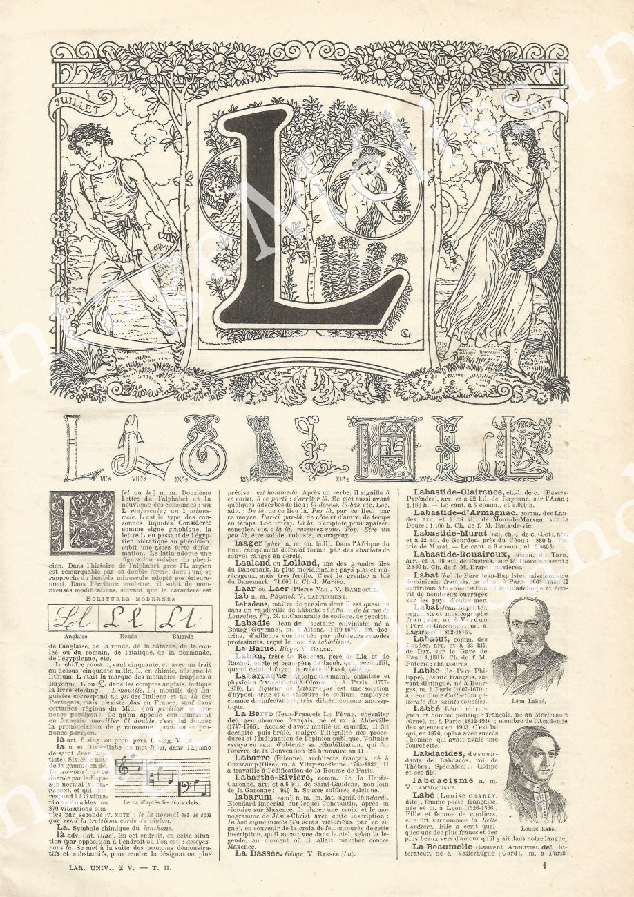 French Dictionary Pages, Letter L, Larousse, Alphabet, Printable ...