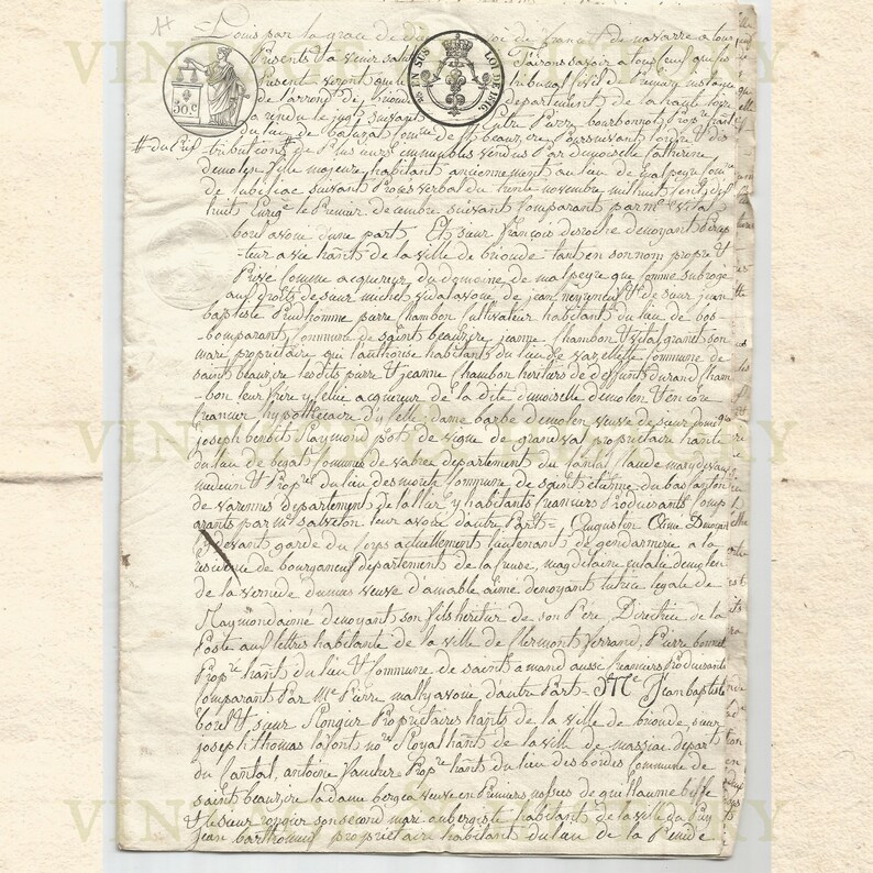 1823 Old French Paper, Printable, Vintage, Ephemera, Scrapbooking, Junk ...