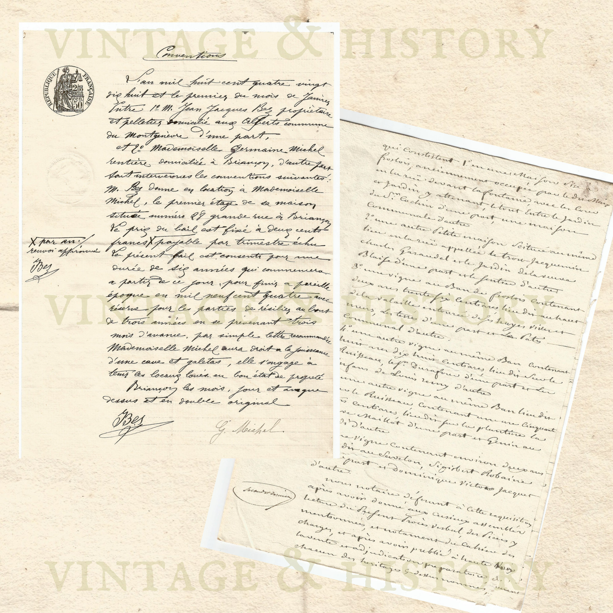 15 Page Bundle {3}, 1800s French Paper, Handwritten, Calligraphy ...