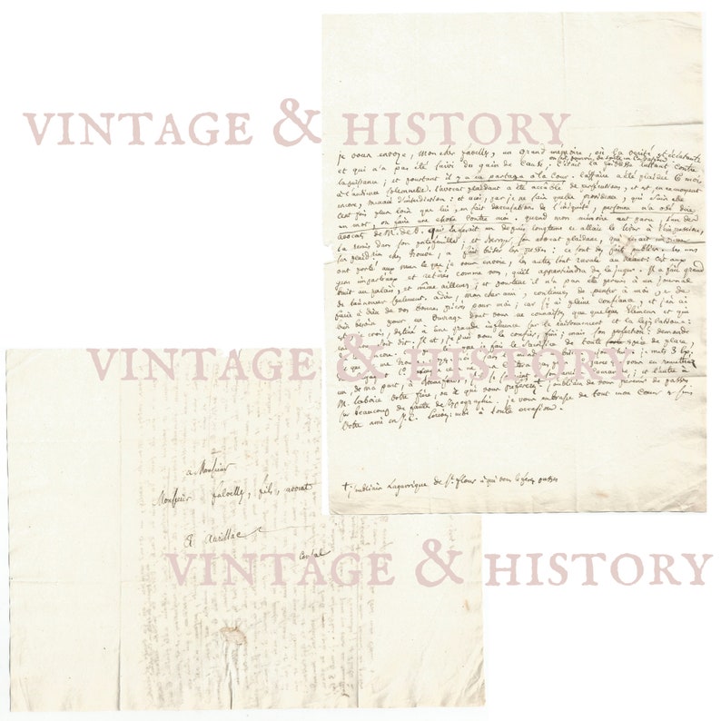 12 French Letters, 1800s, Handwritten, Calligraphy, Printable, Vintage ...