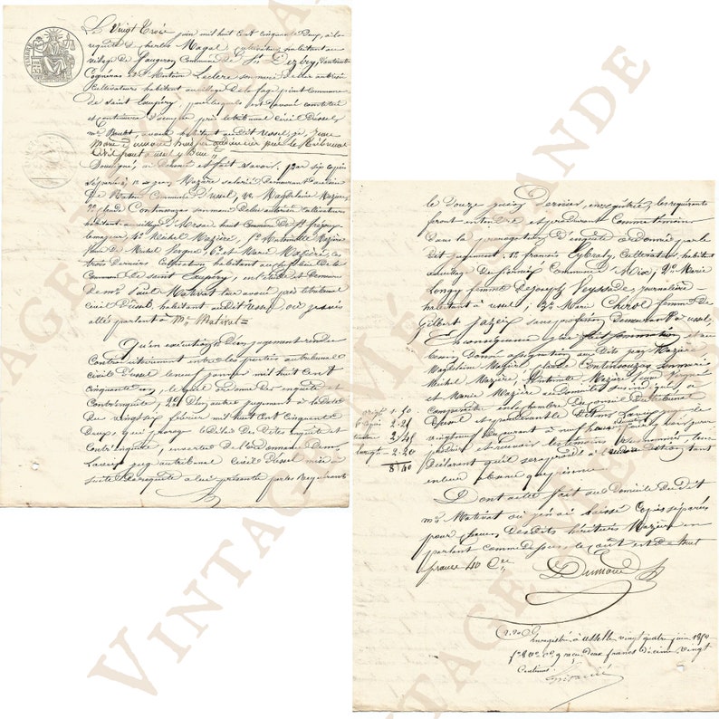 Collection of 10 19th Century Handwritten Papers, Printable, Vintage ...