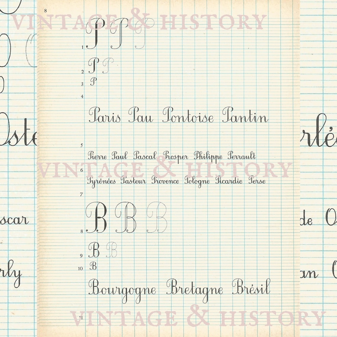 French Cursive Handwriting Schoolbook With Capital Letters, Printable ...