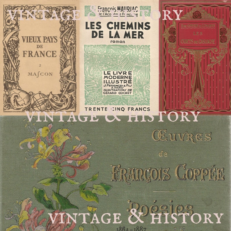 French Book Covers, Printable, Vintage, Paper Ephemera, Digital ...