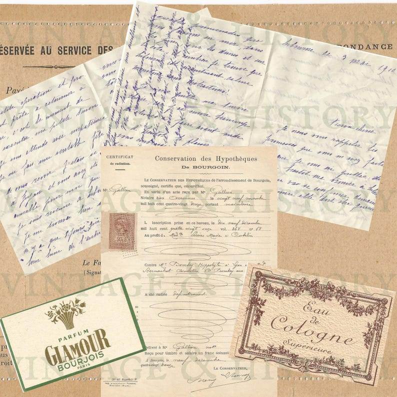 Assorted French Vintage Ephemera {bundle 8}, 45 Pieces, Printable Paper ...
