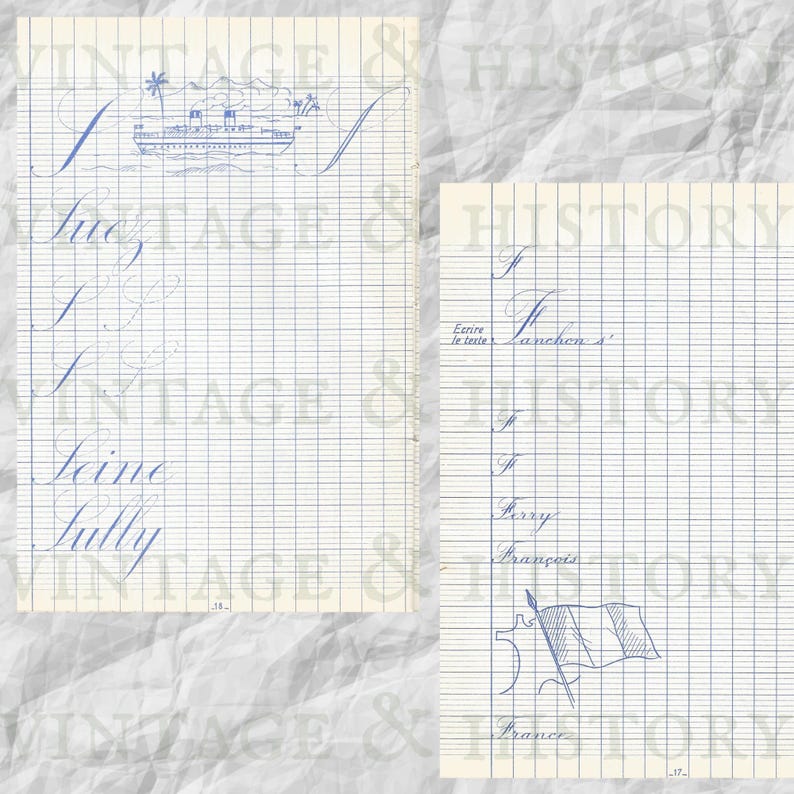 French Handwriting and Calligraphy Practice Workbook {8}, Vintage ...