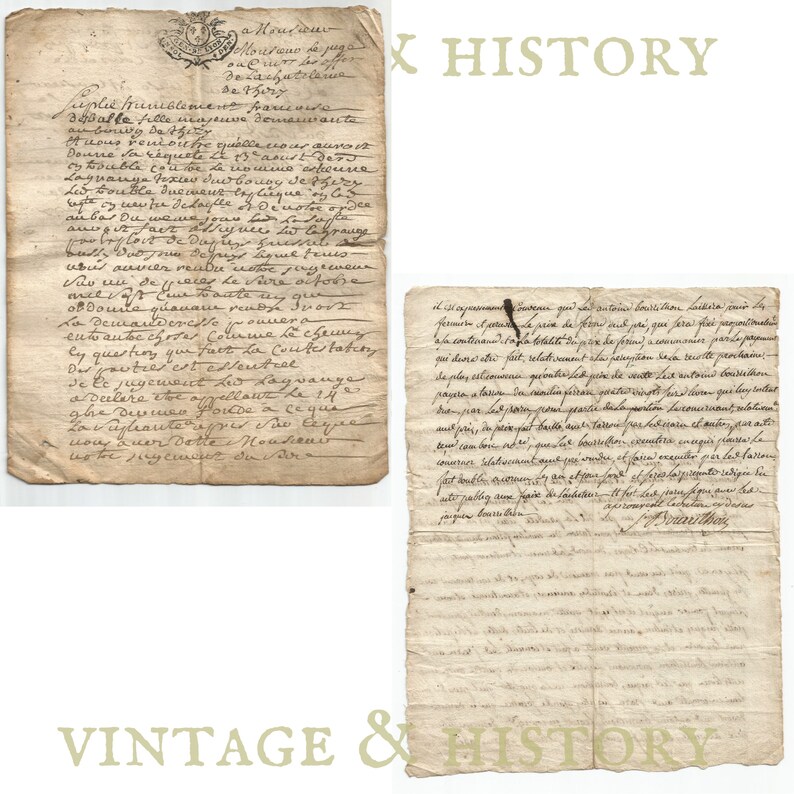 1700s, 11 Page Bundle {1}, French Papers, Handwritten, Calligraphy ...