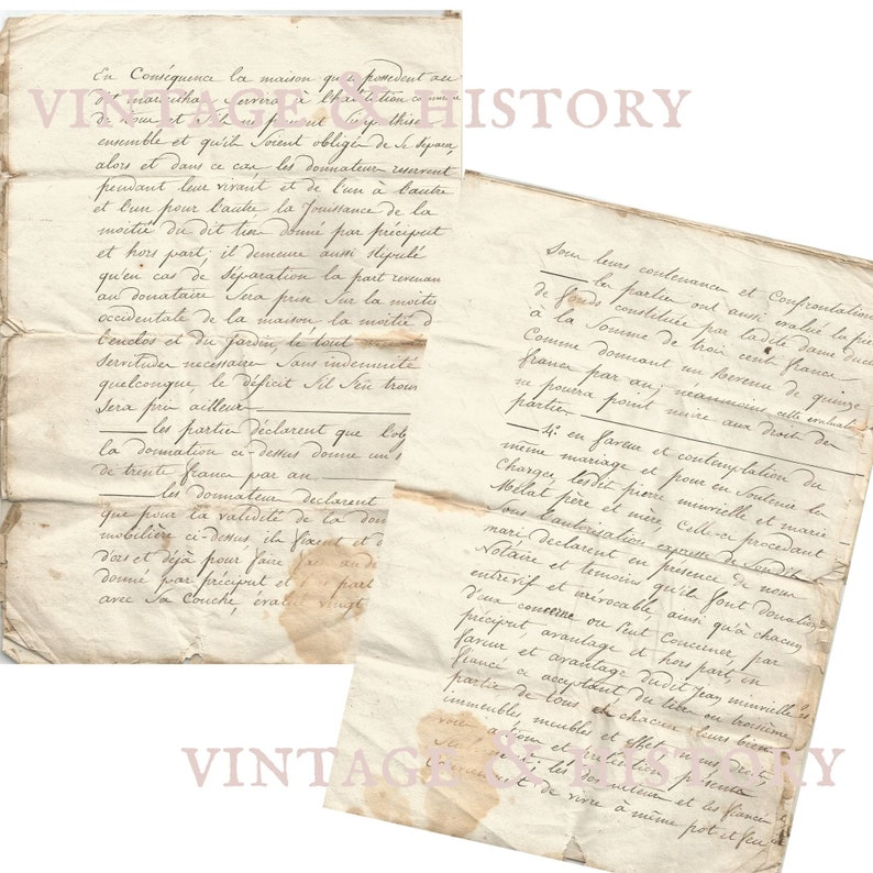 1826 Marriage Contract, Old French Documents, Printable, Digital ...