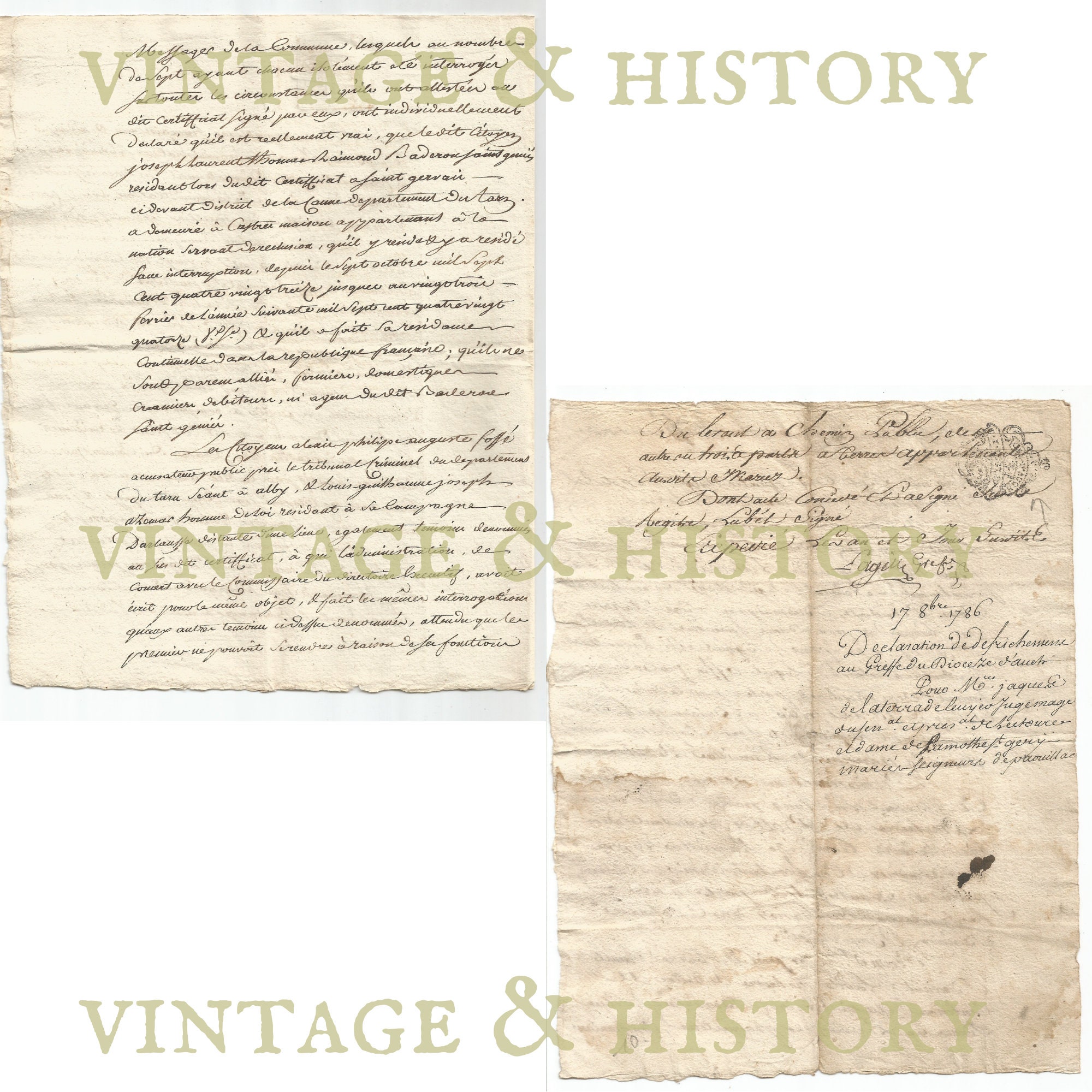 1700s, 11 Page Bundle {1}, French Papers, Handwritten, Calligraphy ...