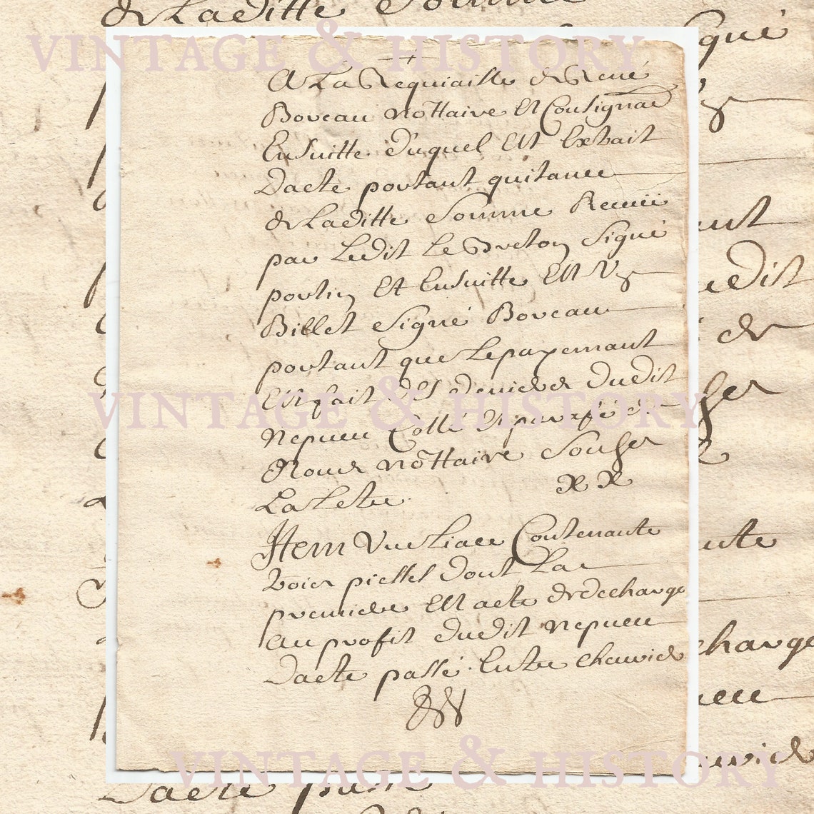 1689 Old French Document, Printable, Digital Ephemera, Antique Papers ...