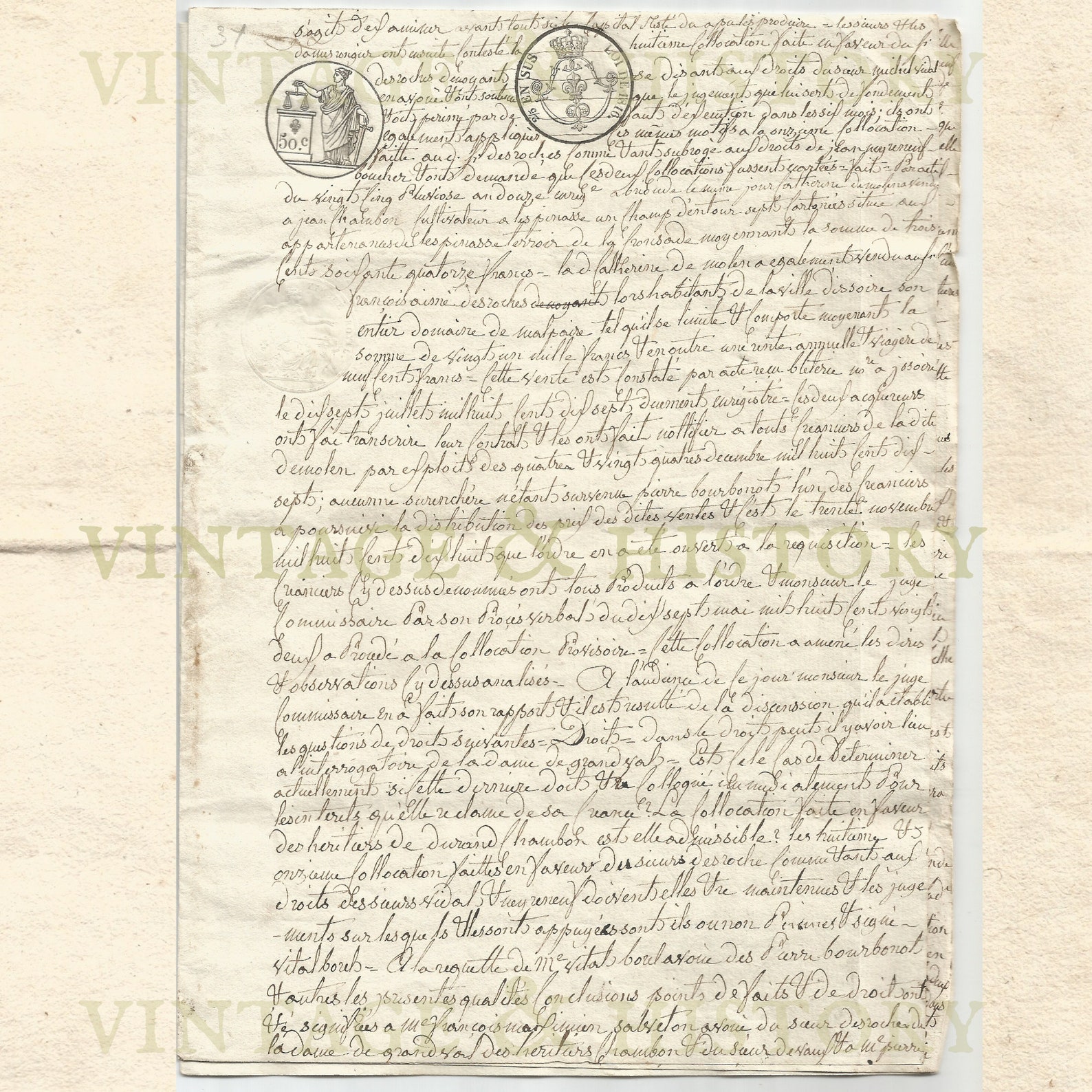 1823 Old French Paper, Printable, Vintage, Ephemera, Scrapbooking, Junk ...