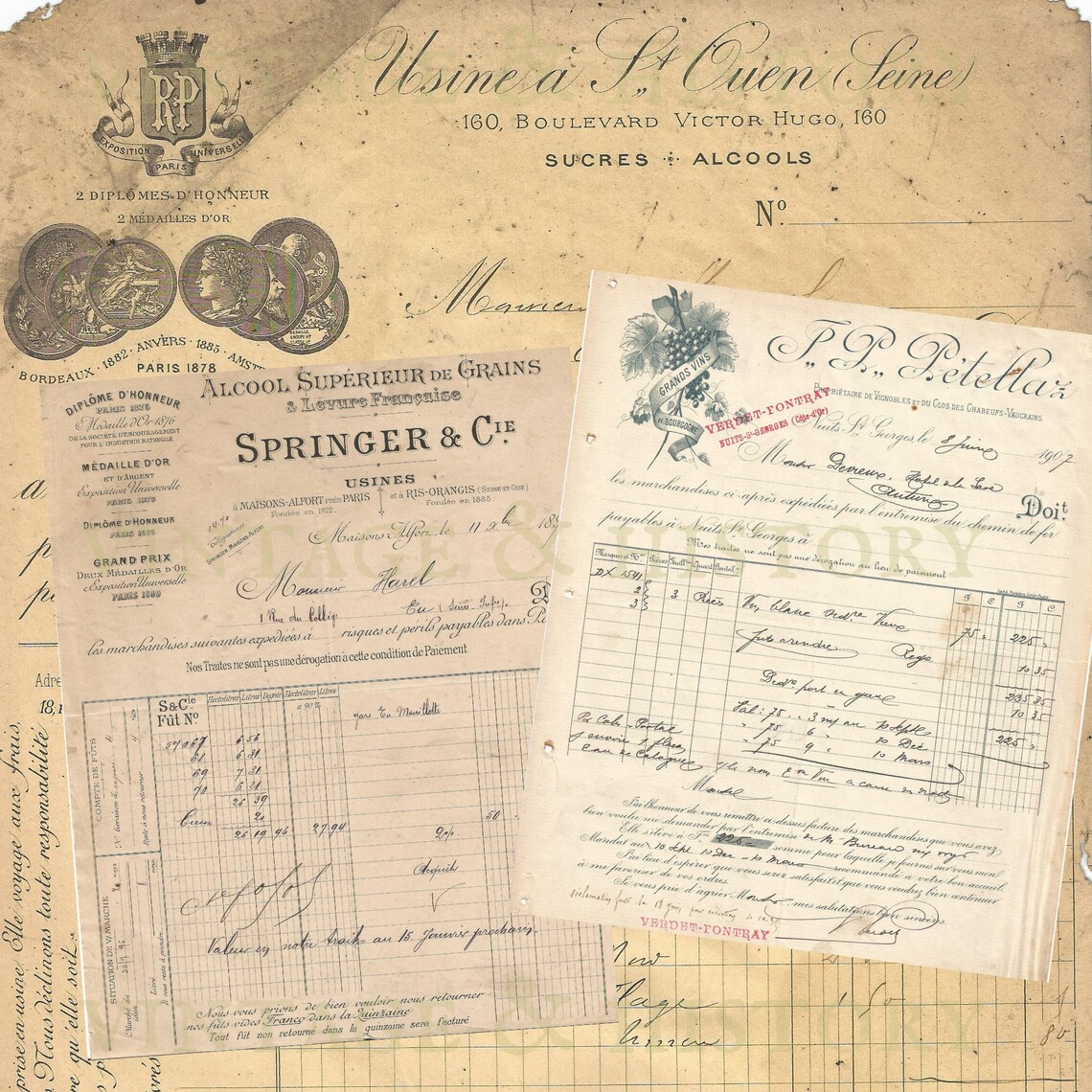 Enormous Bundle of French Receipts, 65 Pages, 1800s, Printable, Vintage ...